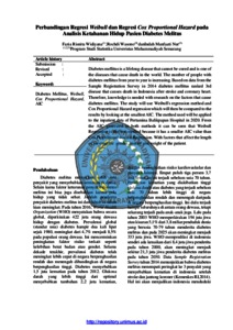 PERBANDINGAN REGRESI WEIBULL DAN REGRESI COX PROPORTIONAL HAZARD PADA ANALISIS KETAHANAN HIDUP ...